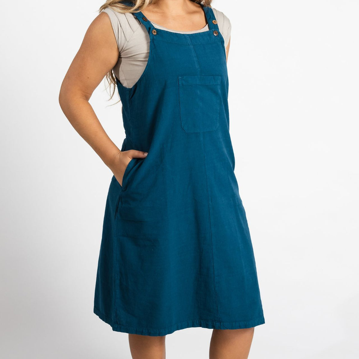 Cotton 'Ayla' Pinafore | Loose cotton pinafore made in Nepal – Surya