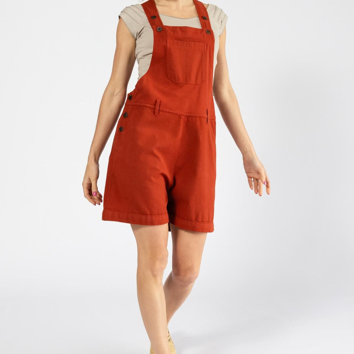 Cotton Short Overalls - Rust | Ethically made in Nepal – Surya