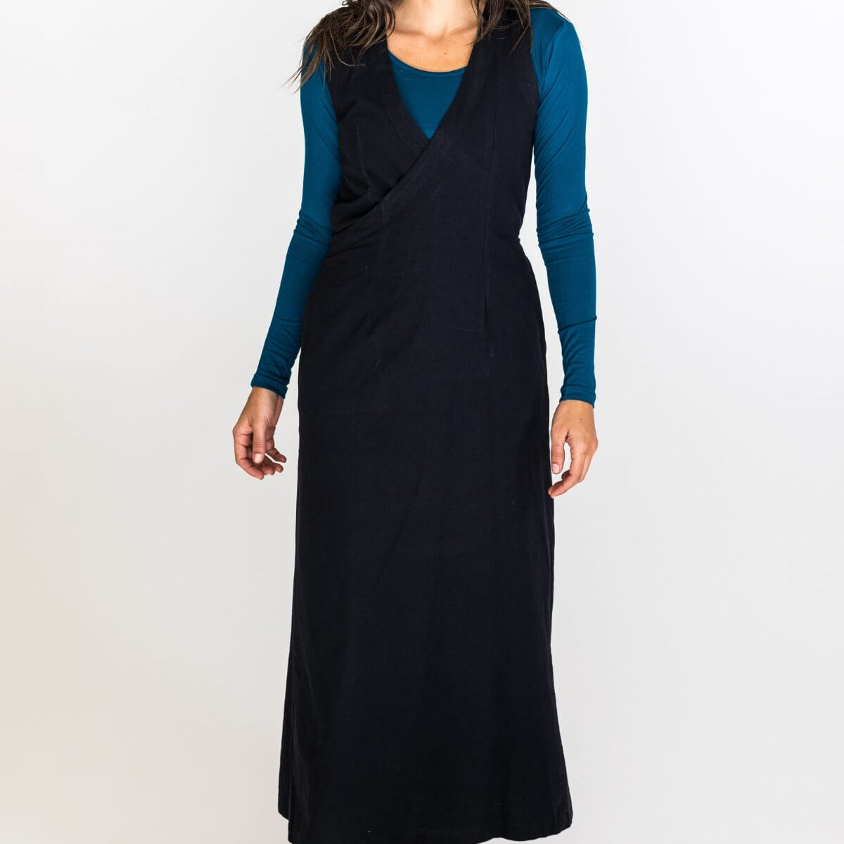 Tibetan Wrap Dress Black | Ethically made Cotton Chuba Dress – Surya