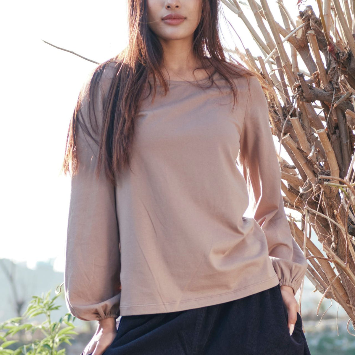 Zoé Top | Organic Cotton Bell Long Sleeve Top – Surya